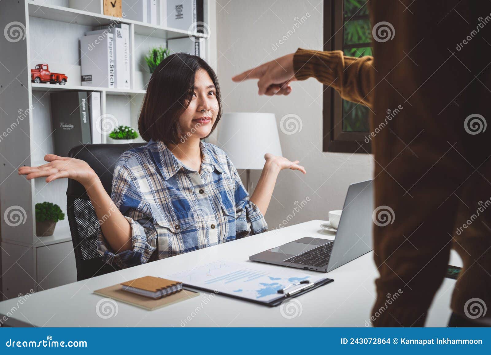 The Boss Scolded the Employees . Stock Photo - Image of company ...