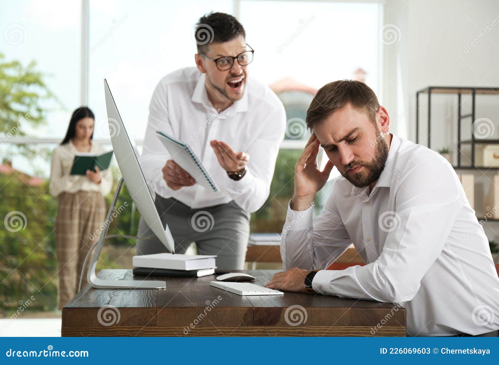 Boss Screaming at Employee in Office. Toxic Work Stock Image - Image of ...