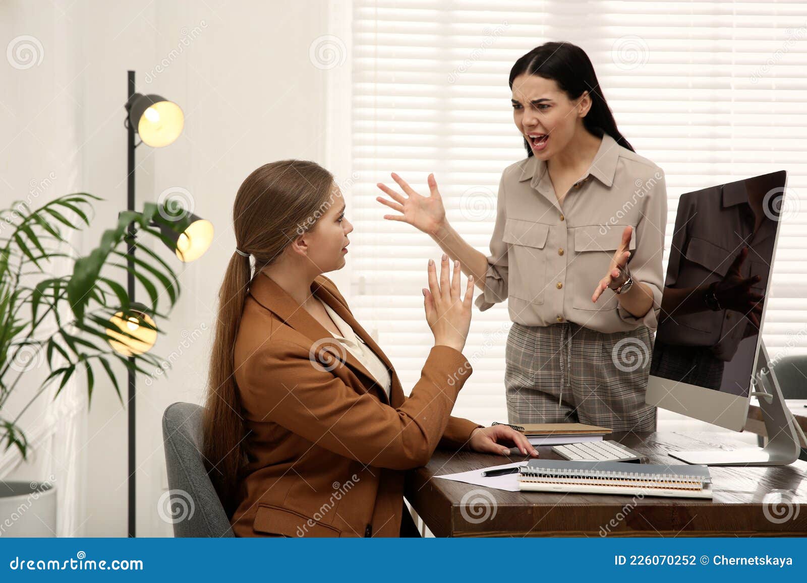 Boss Screaming At Frustrated Employee, Bullying And Emotional Abuse At ...