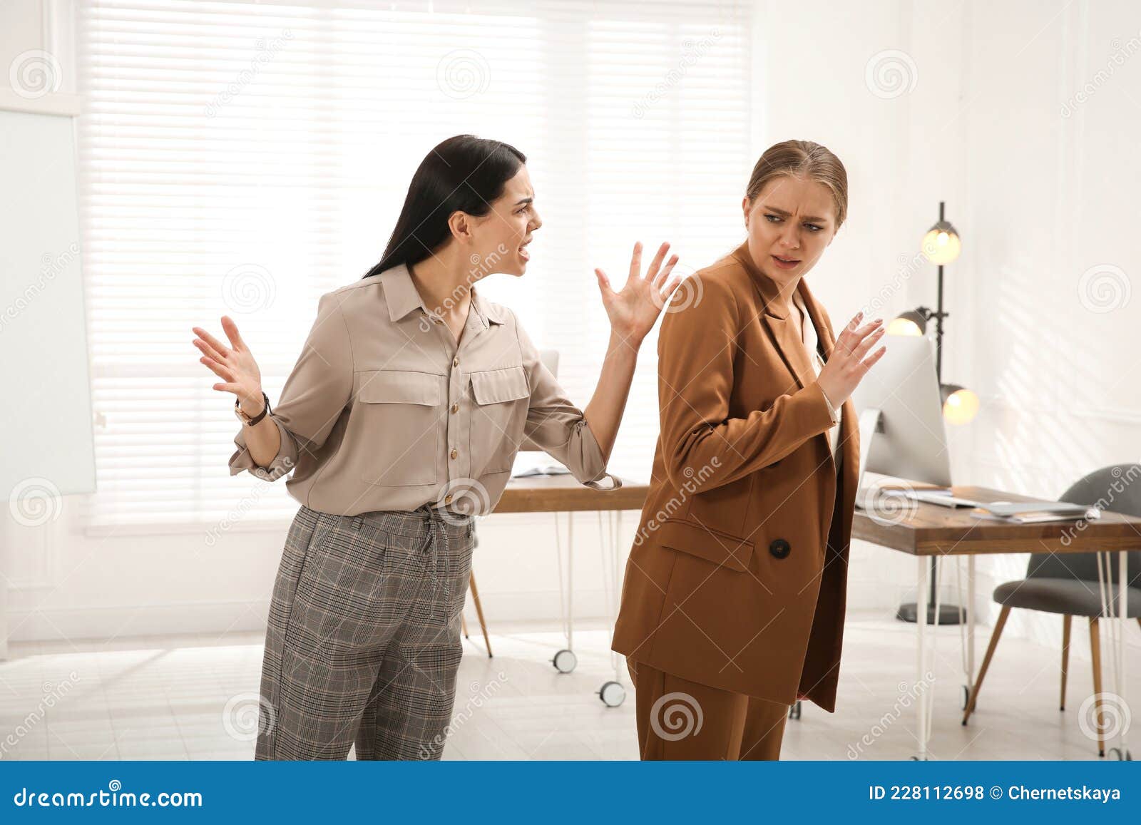 Boss Screaming at Employee in Office. Toxic Work Environment Stock ...