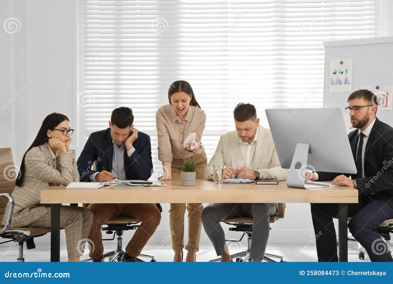 Boss Screaming at Employees on Meeting in Office. Toxic Work ... Boss Screaming at Employees on Meeting in Office. Toxic Work ...