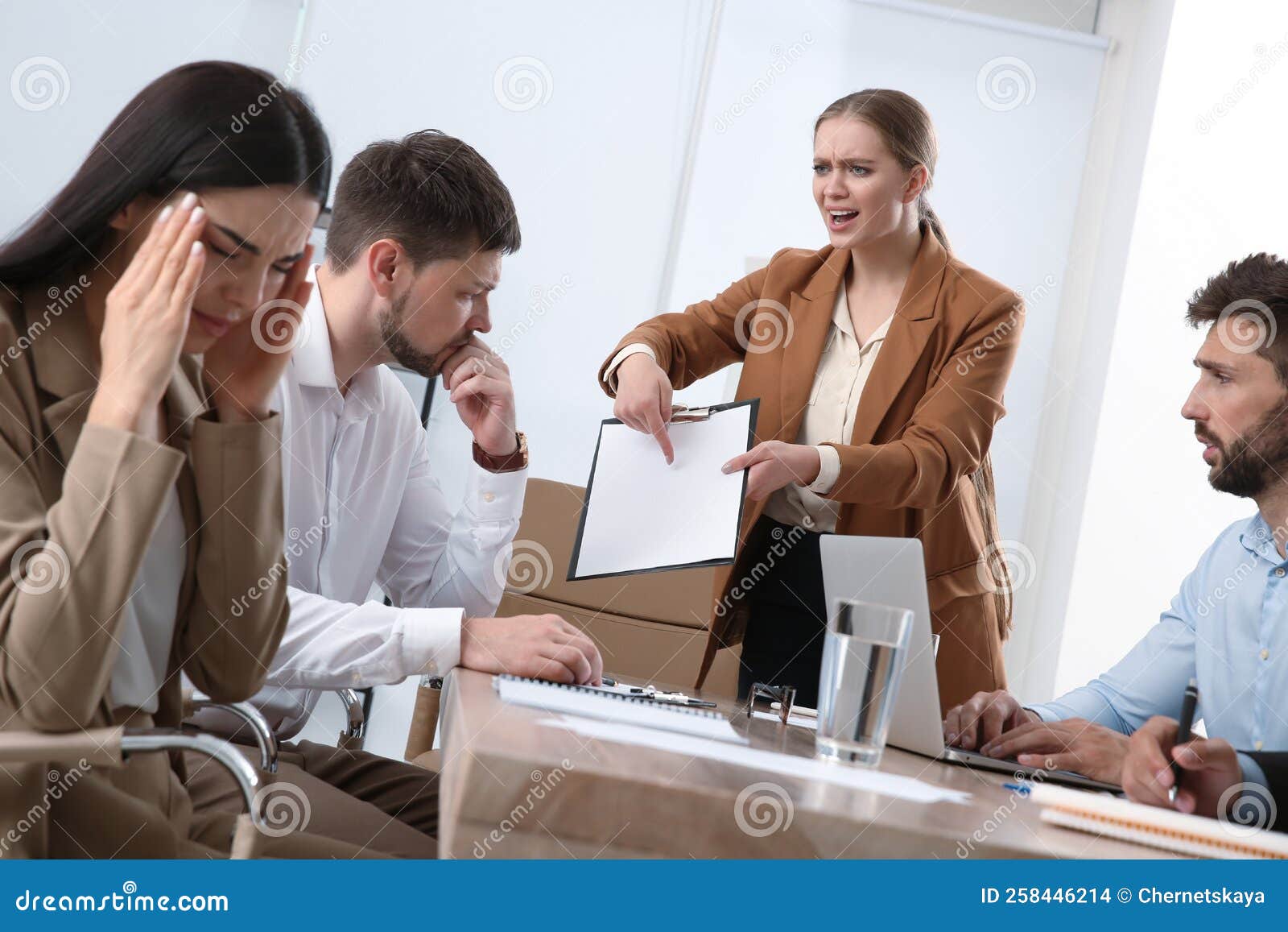 Boss Screaming at Employees in Office. Toxic Work Environment Stock ...