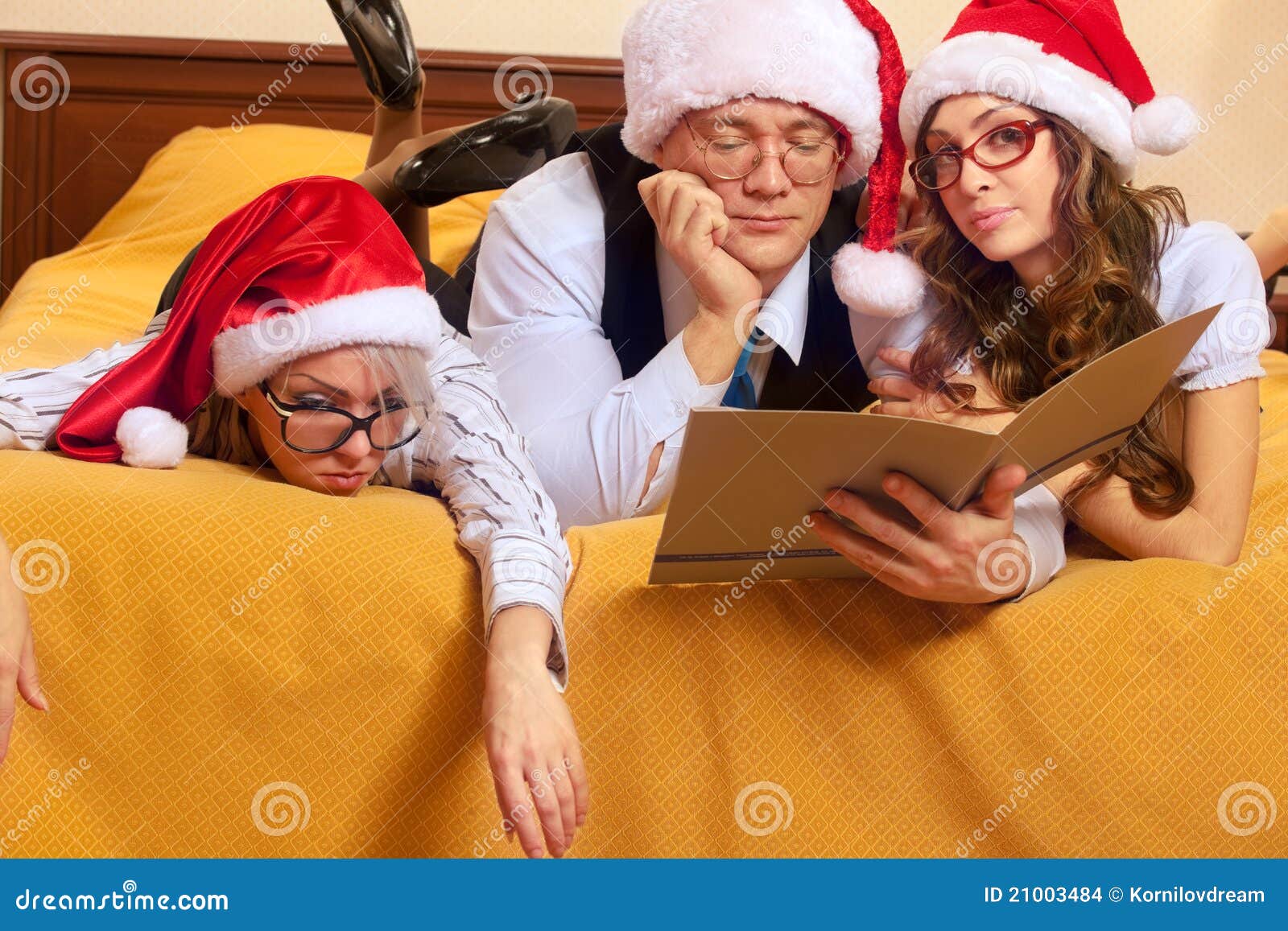 Boss with Secretaris on New Year Stock Photo - Image of emotions ...