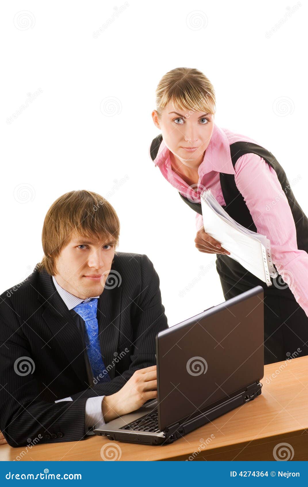 Boss with a secretary stock photo. Image of beautiful - 4274364