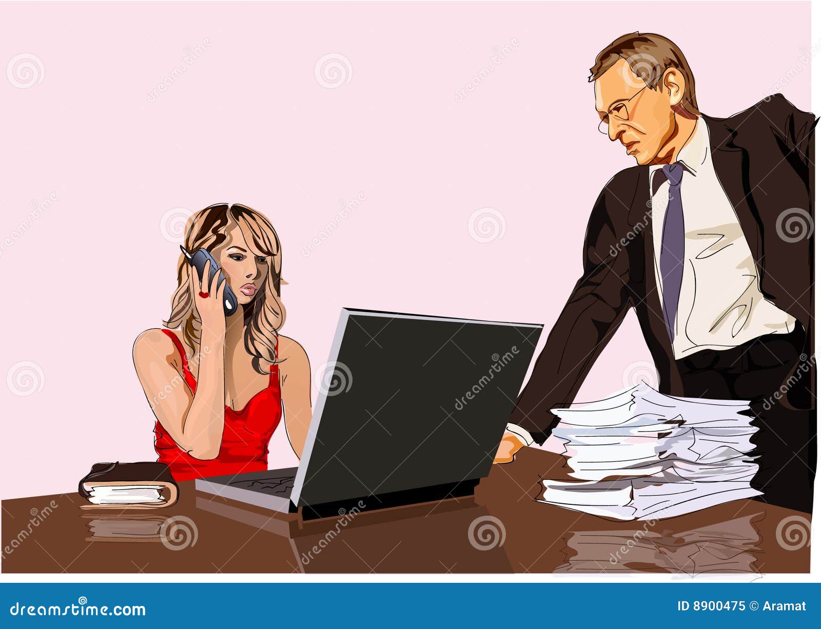 Boss and secretary stock vector. Illustration of female - 8900475