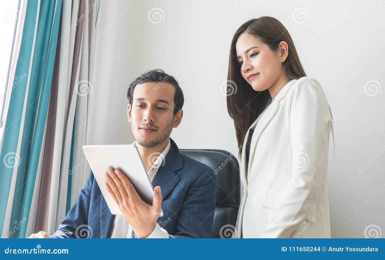 Boss and Secretary Checking Report on Tablet Stock Photo - Image of ...
