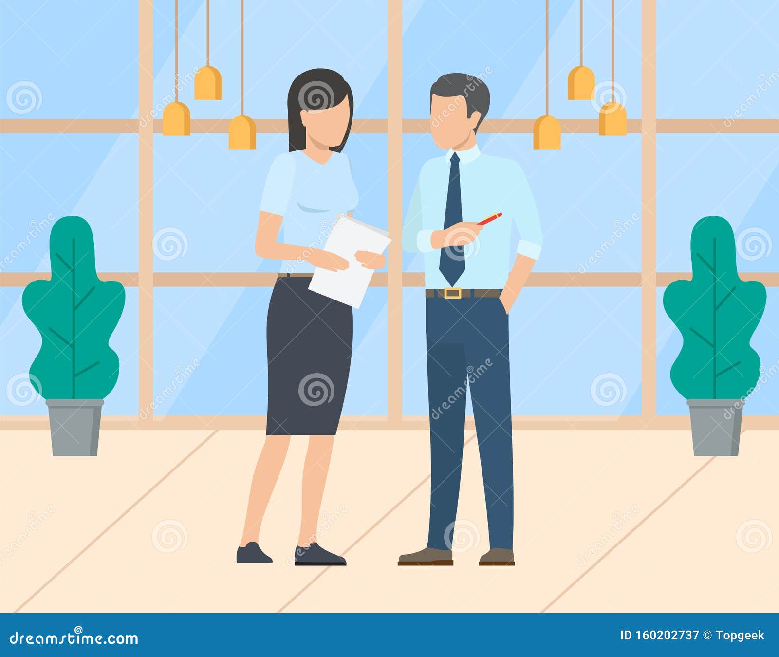 Boss and Secretary Manager and Assistant in Office Stock Vector ...