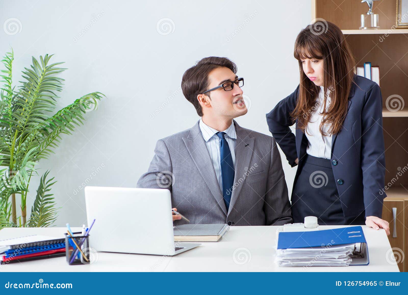 The Boss and Secretary in the Office Stock Image - Image of laptop ...