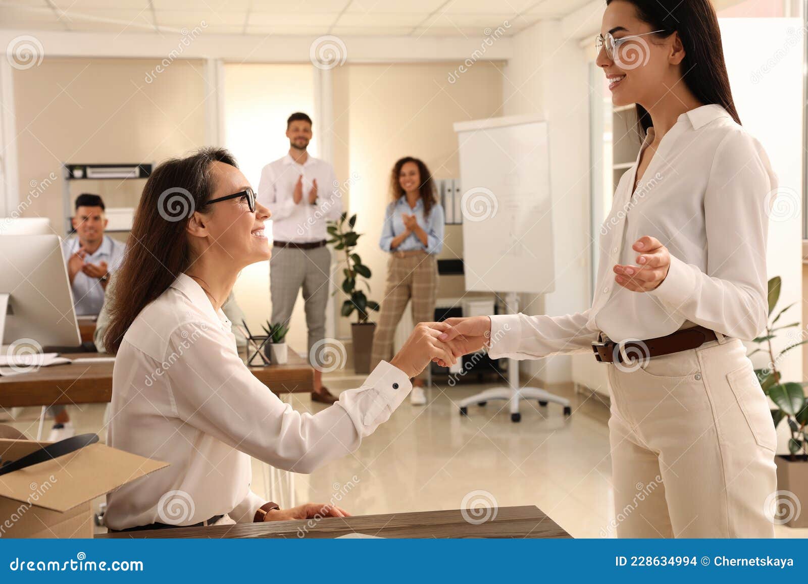 Boss Shaking Hand with New Coworker in Office Stock Photo - Image of ...