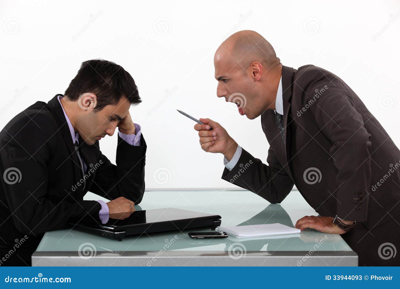 Boss shouting at employee stock image. Image of confident - 33944093