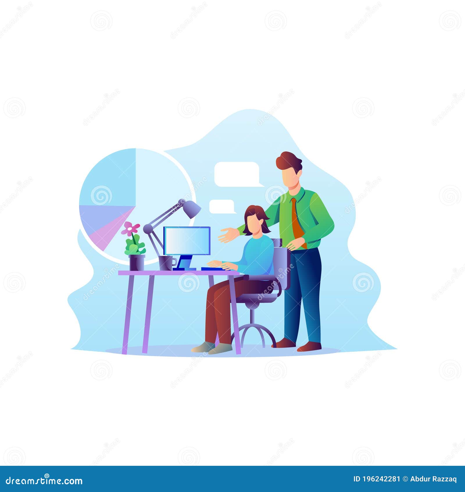 Boss Showing Work To Employee, Office Work, Office Employee Stock ...