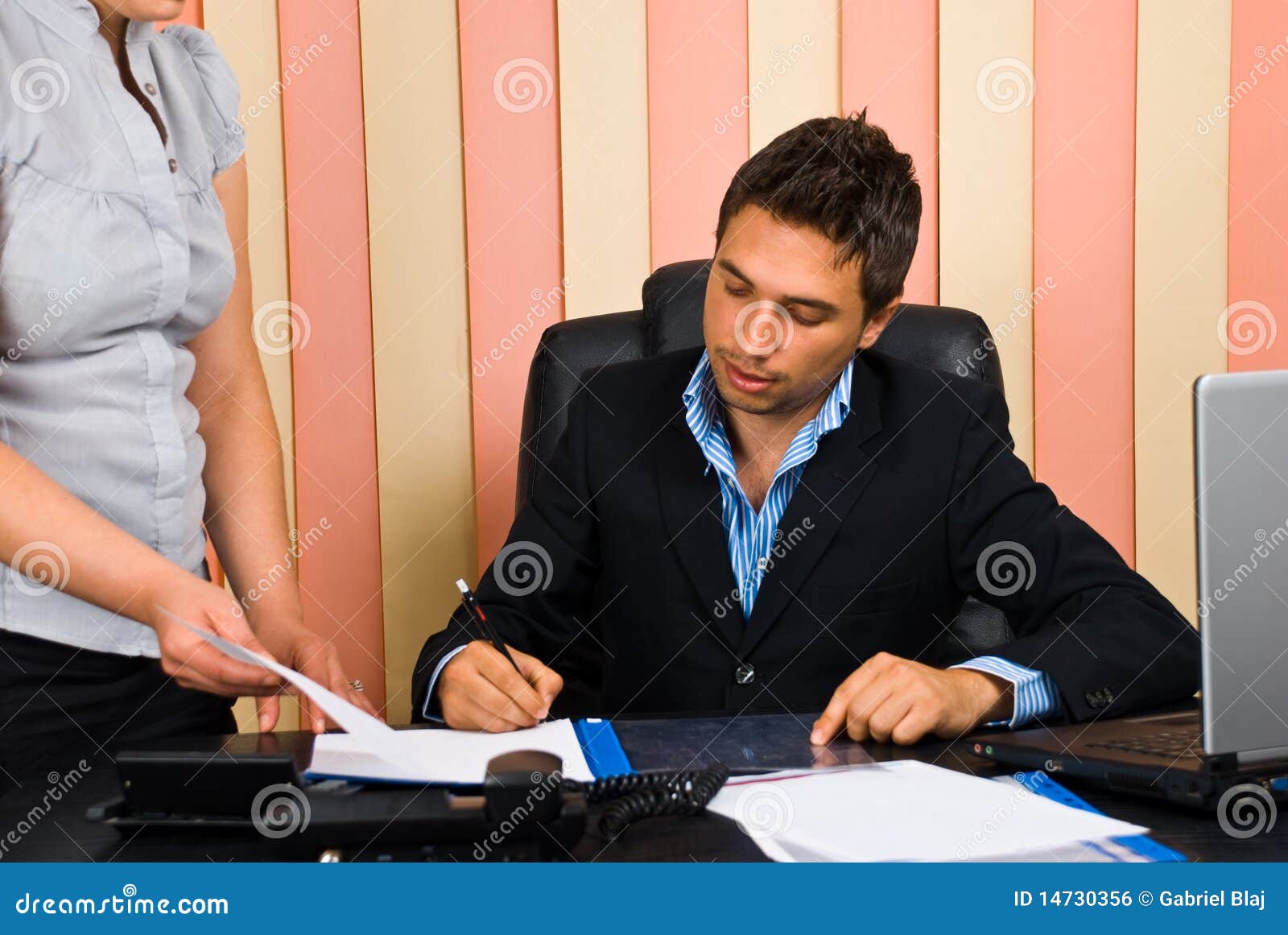 Boss Signing Secretary Documents Stock Photo - Image of occupation ...