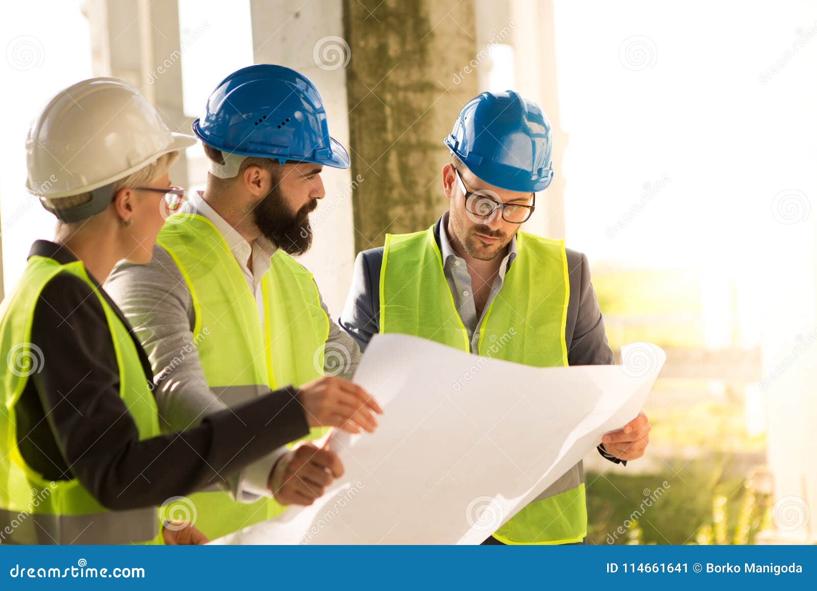 The Boss is on the Site, Checking the Work Done. Stock Image - Image of ...