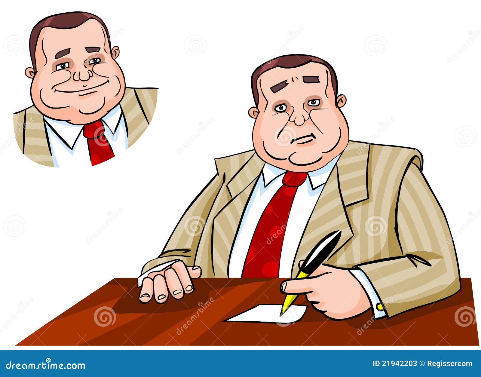 Boss Sitting at His Workplace Stock Illustration - Illustration of ...