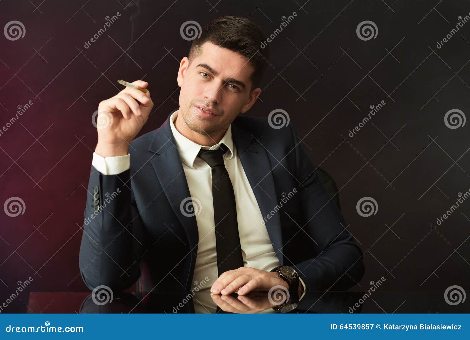 Boss with Smirk Smoking Cigarette Stock Image - Image of bossy ...