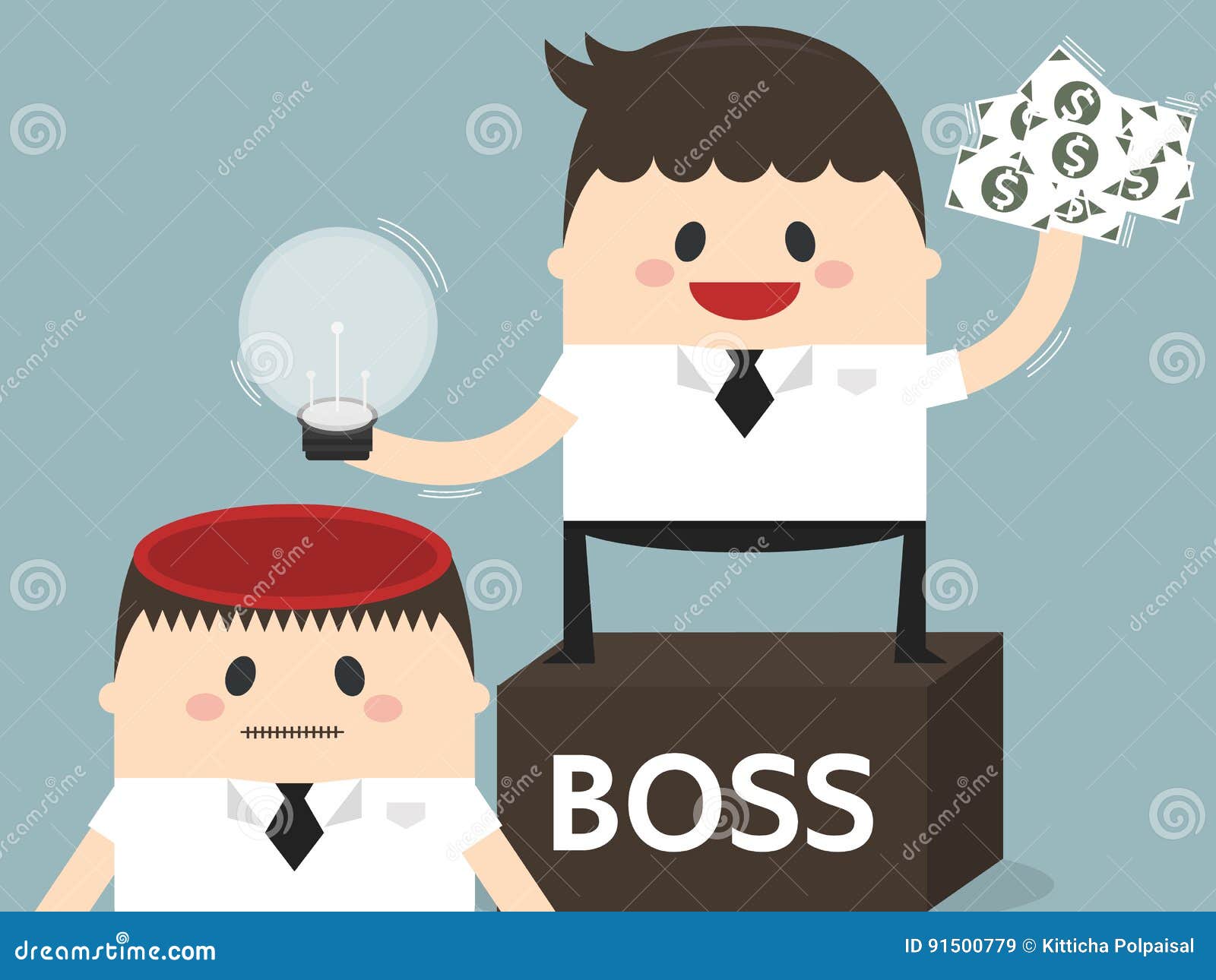 Boss Stealing Idea from Employee, Flat Design Stock Illustration ...