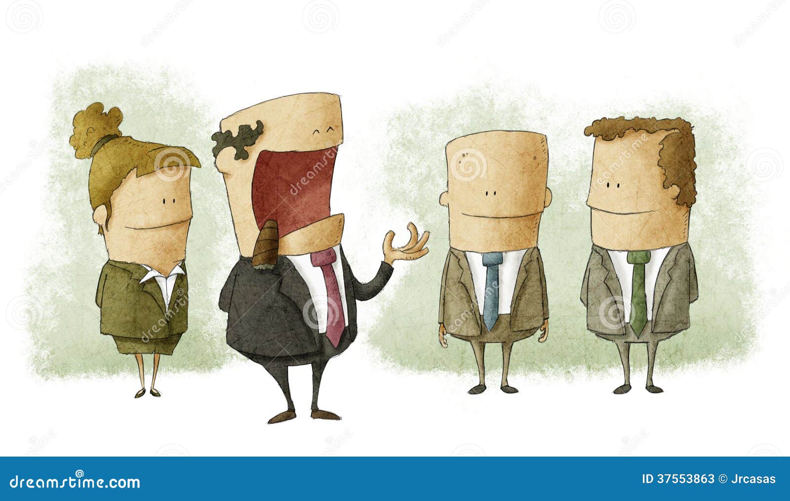 Boss talk with employees stock illustration. Illustration of corporate ...