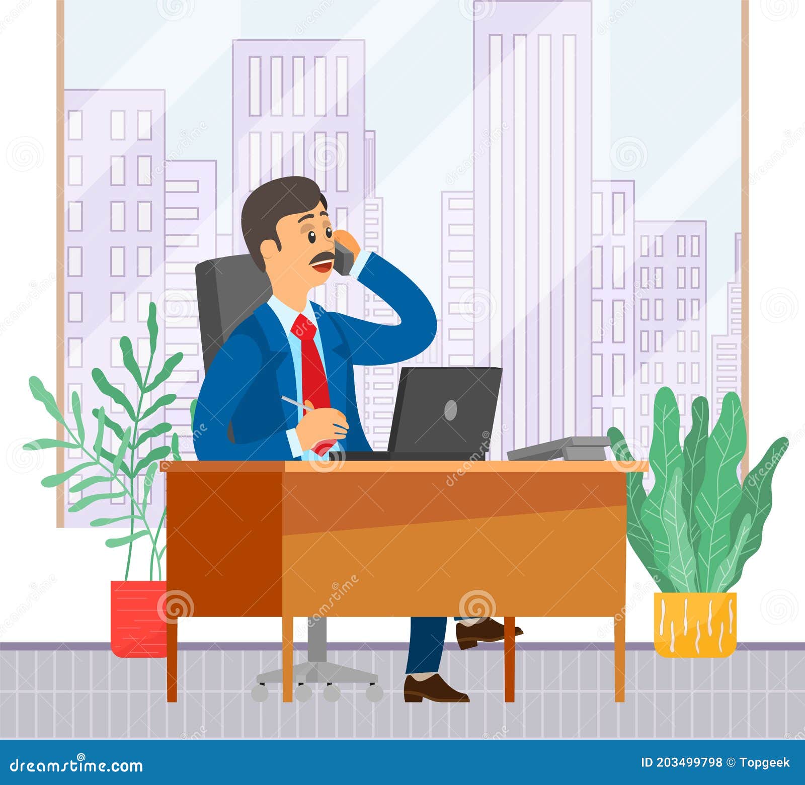 Boss Talking at Phone, Businessman Solving Work Problems Using Mobile ...