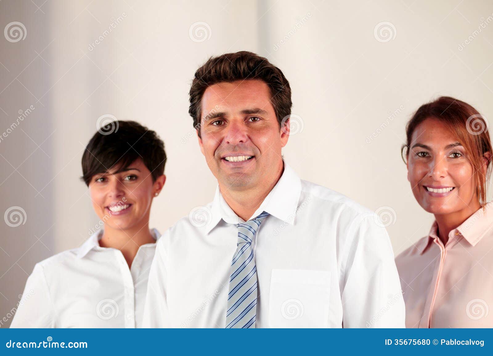 Boss Team Smiling and Looking at You Stock Photo - Image of boss ...