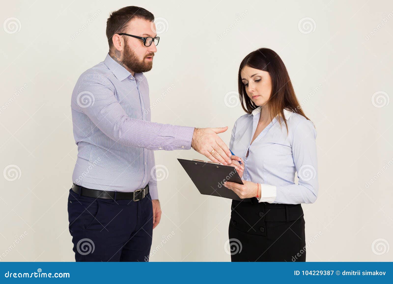 The Boss Tells the Worker What To Do in the Office Stock Image - Image ...