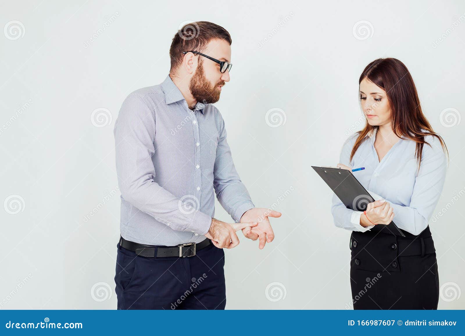 The Boss Tells the Worker What To Do in the Office Stock Image - Image ...