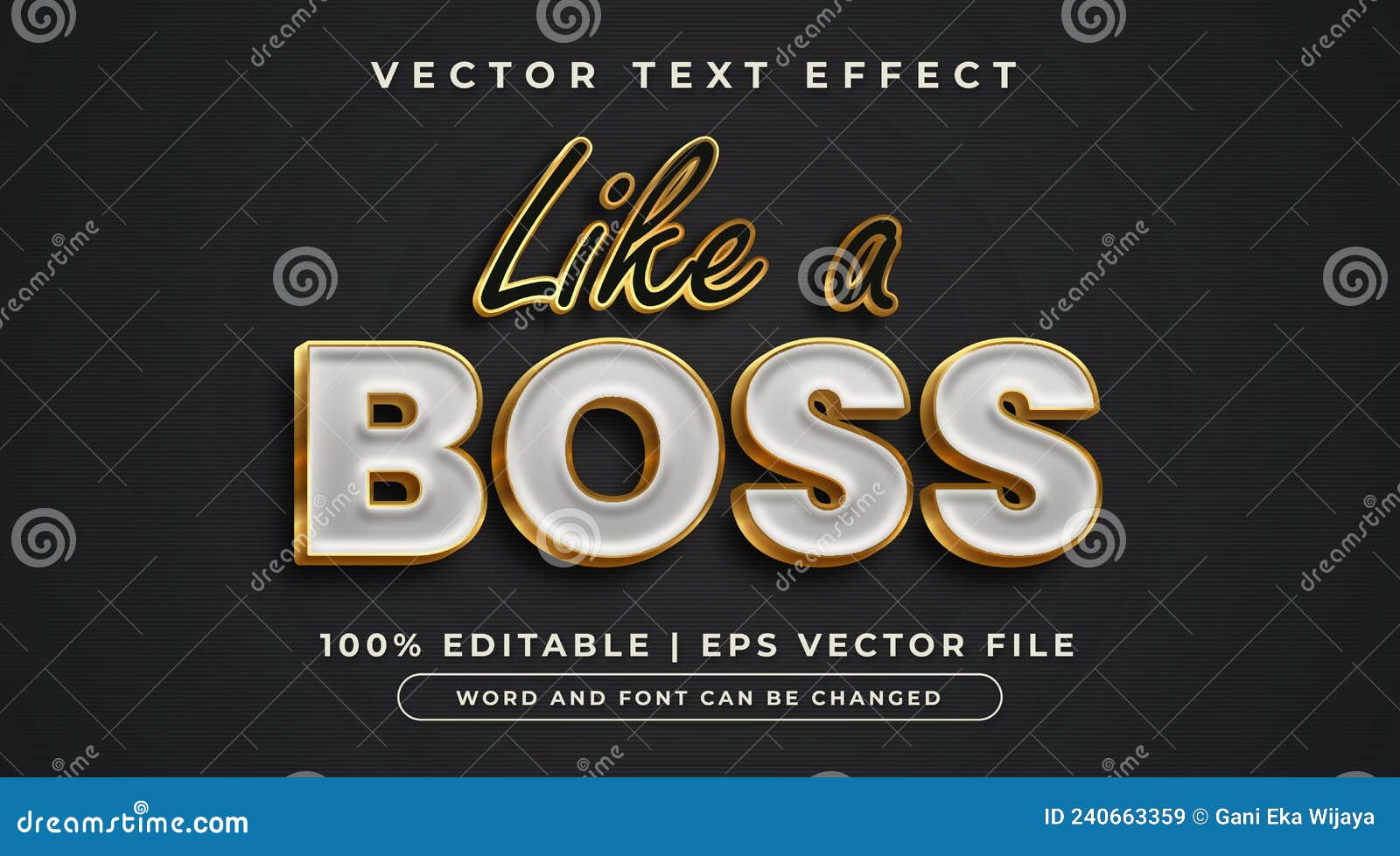 Like a Boss Text, White Gold Editable Text Effect Style Stock Vector ...