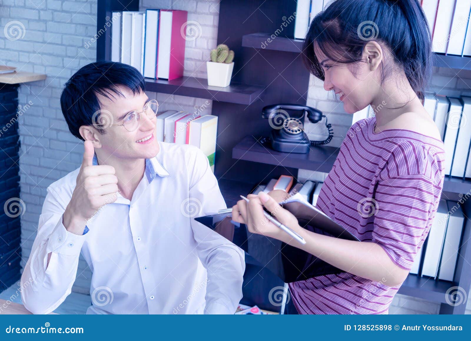 Boss Thumb Up for Worker Compliment Stock Photo - Image of confident ...