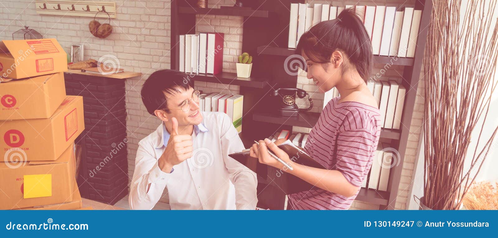 Boss Thumb Up for Worker Compliment Stock Image - Image of thumbs ...