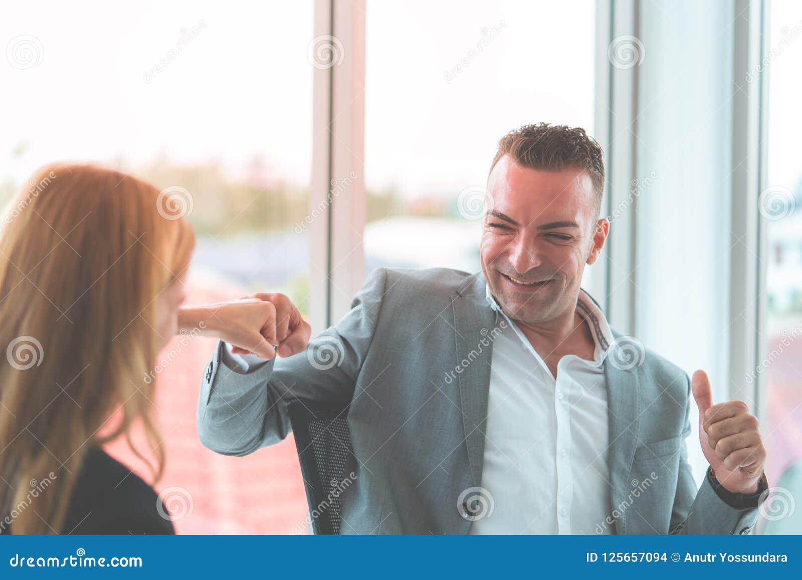 Boss Thumb Up for Worker Compliment Stock Photo - Image of business ...