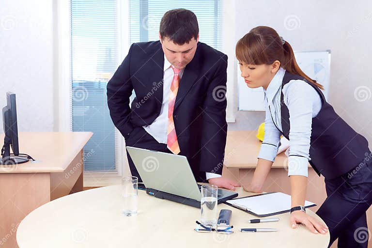 Boss and Woman Working in Office Stock Image - Image of businessmen ...