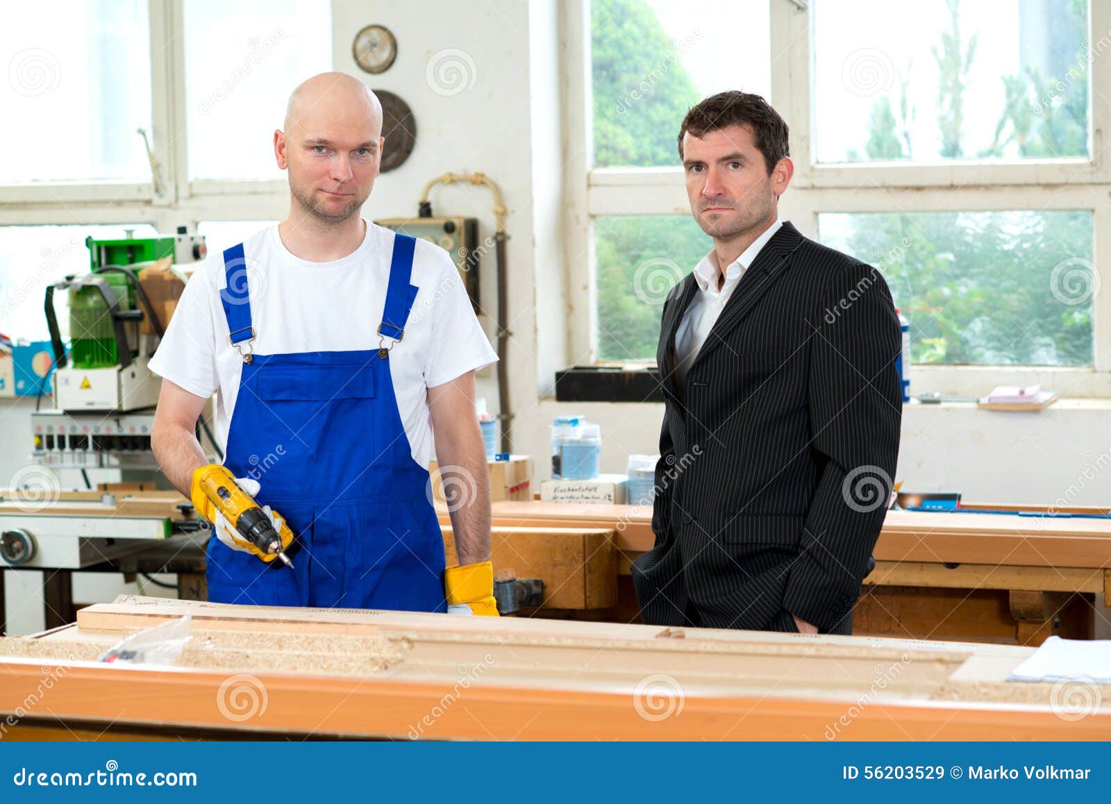Boss and Worker in a Carpenter S Workshop Stock Image - Image of ...