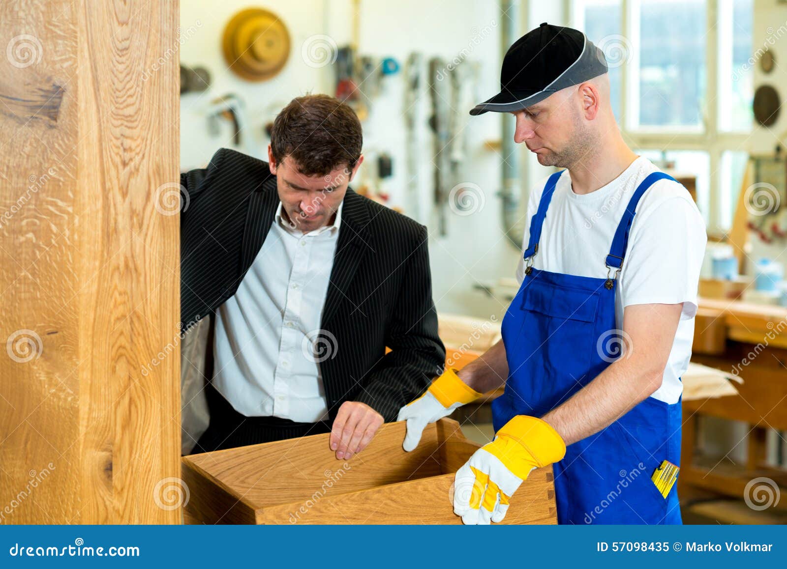 Boss and Worker in a Carpenter S Workshop Stock Image - Image of ...