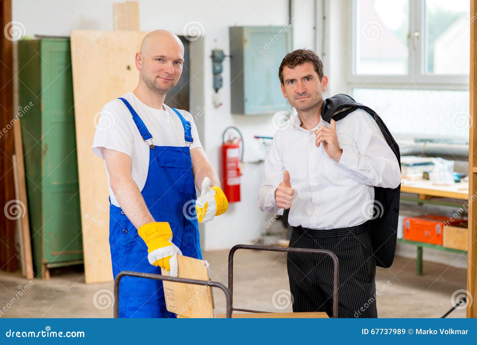 Boss and Worker in Carpenter S Workshop Stock Image - Image of business ...