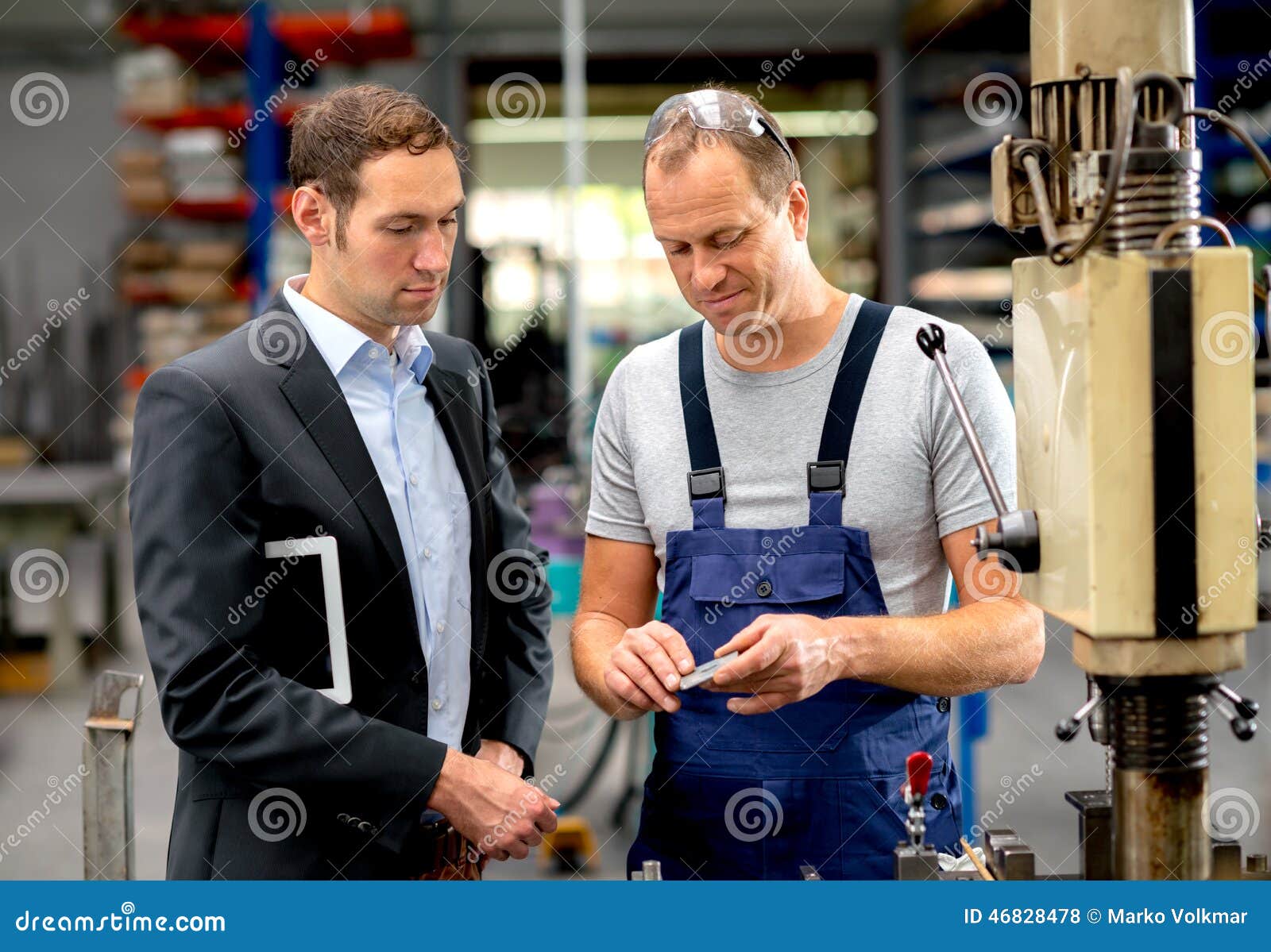 Boss and Worker in Conversation Stock Photo - Image of industrial ...