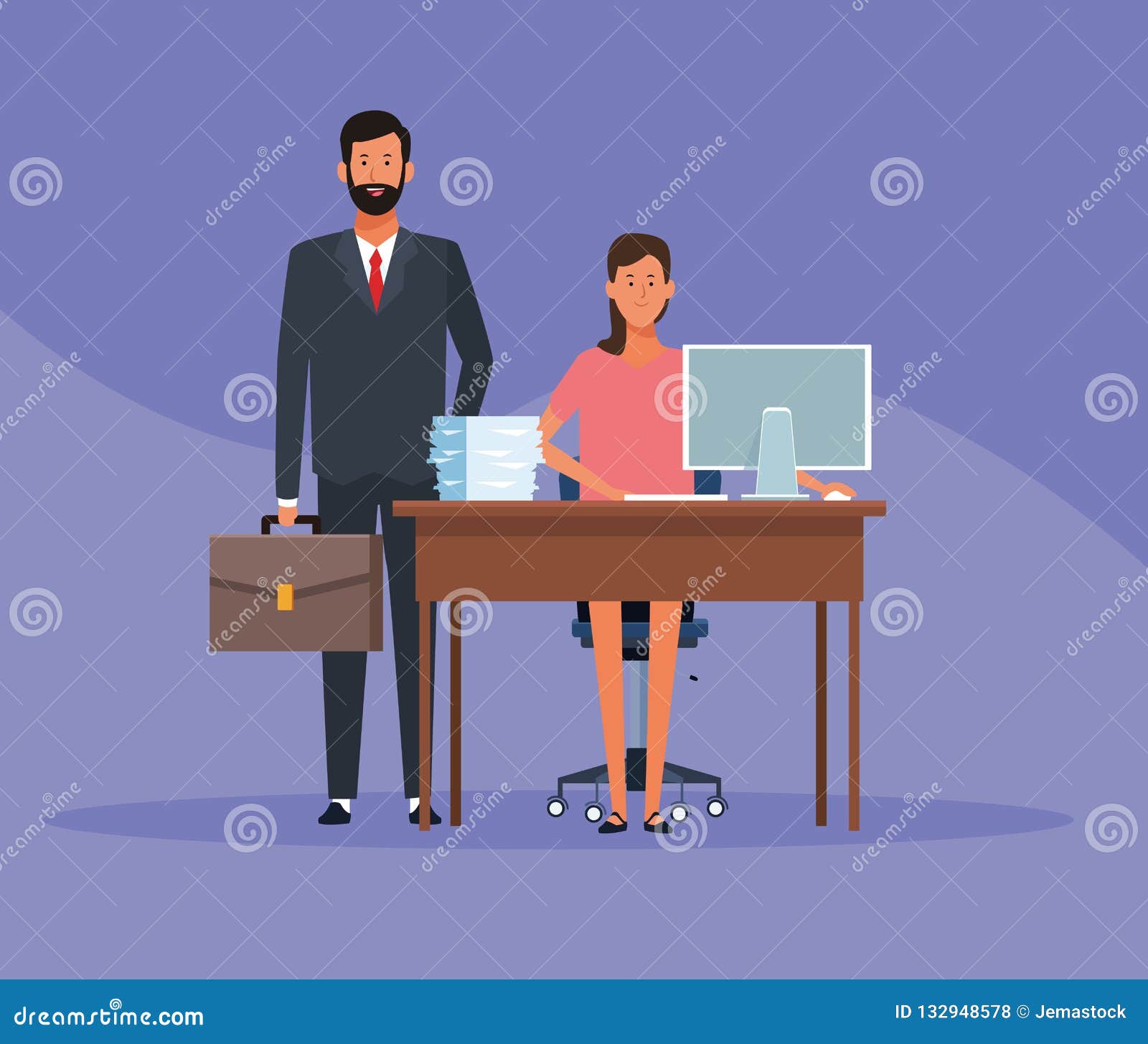 Boss and worker teamwork stock vector. Illustration of corporate ...
