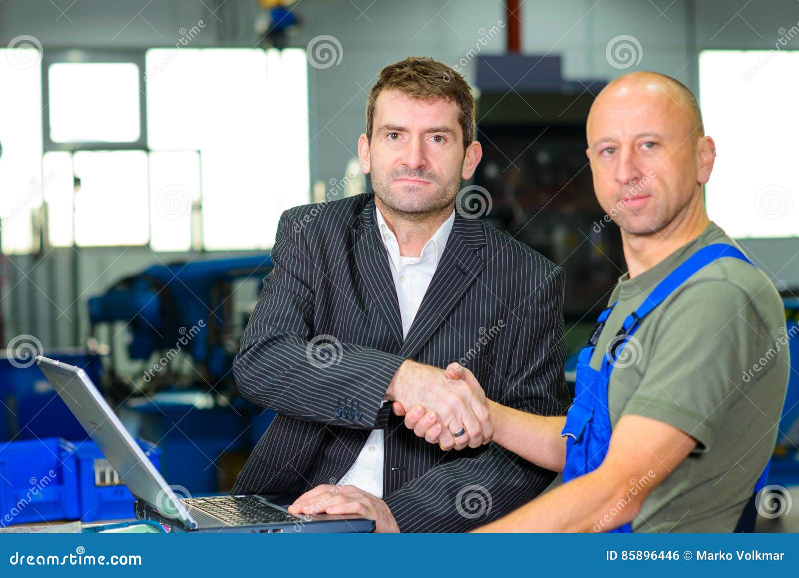 Boss and Worker on Work Bench Stock Photo - Image of business ...