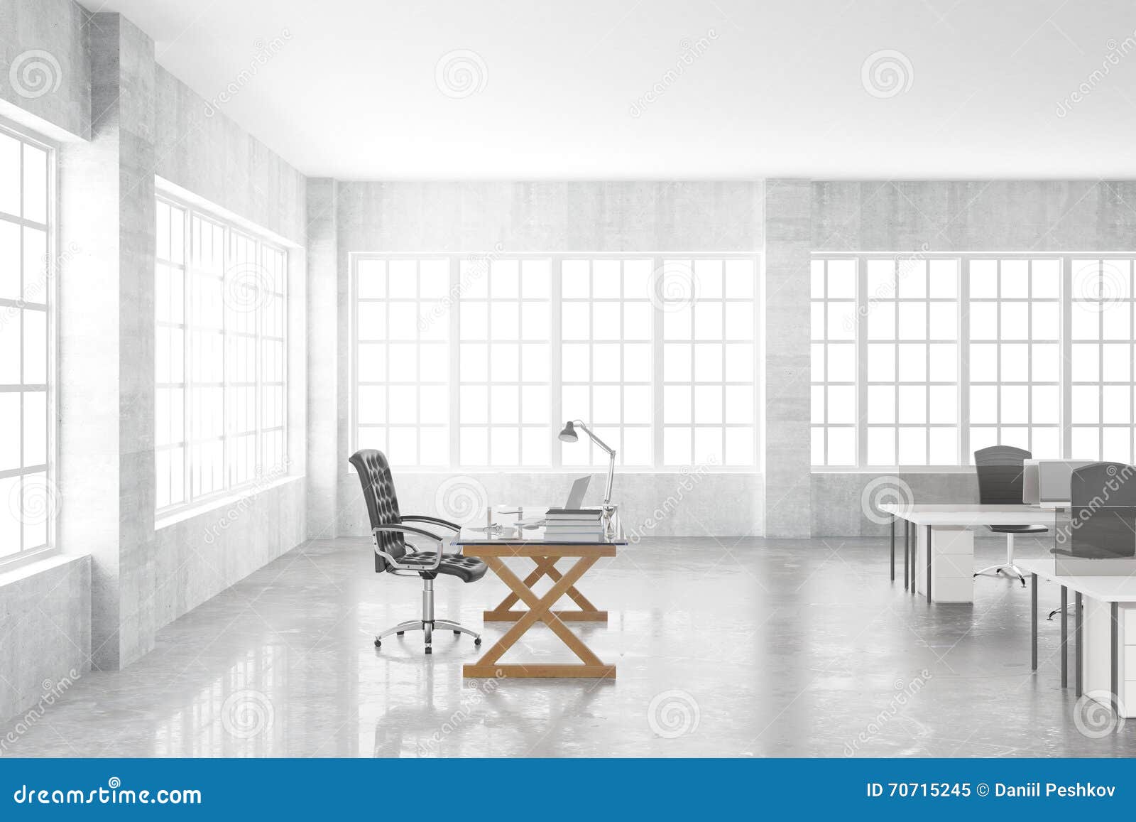 Boss Workplace with Desktop in Open Space Office Stock Illustration ...