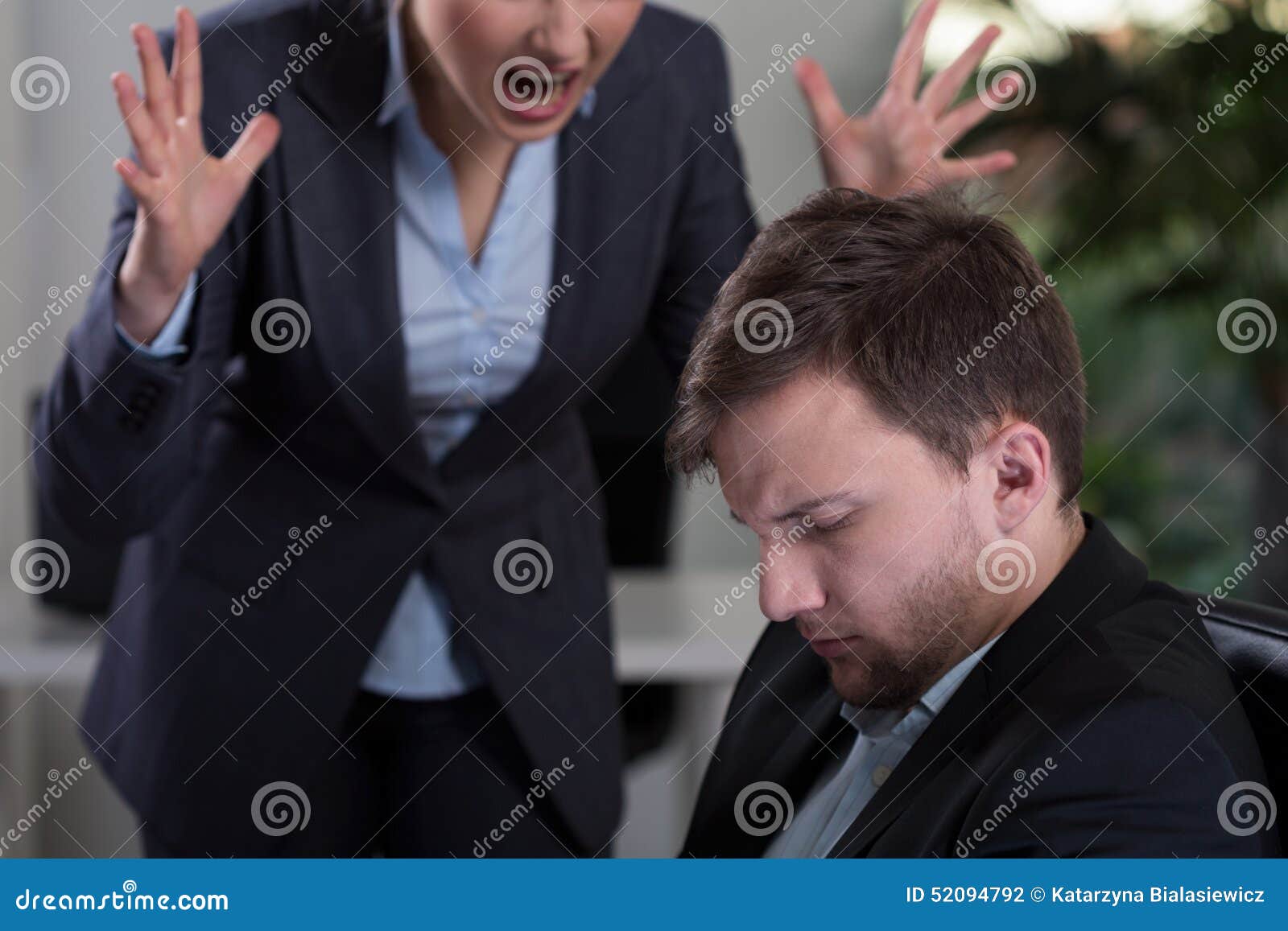 Boss yelling at employee stock photo. Image of business - 52094792