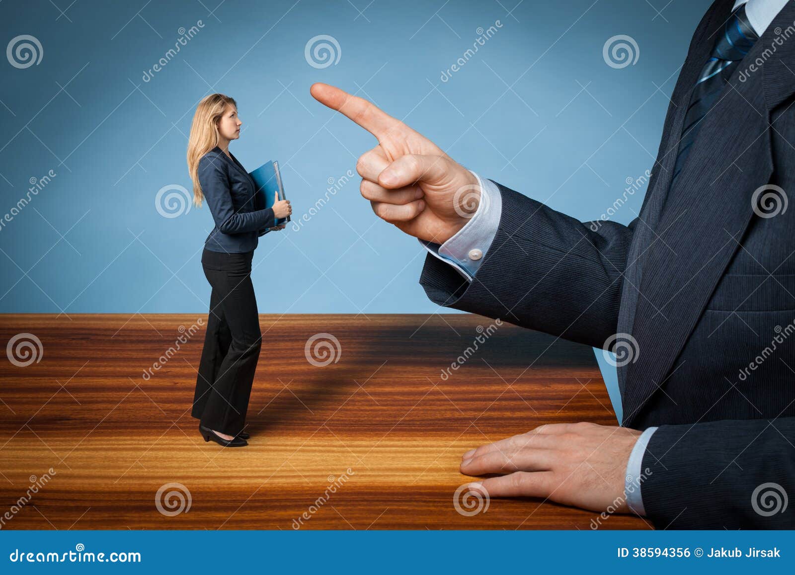 Mobbing In The Workplace. Angry Bald Boss Yells At Employee Woman Into ...