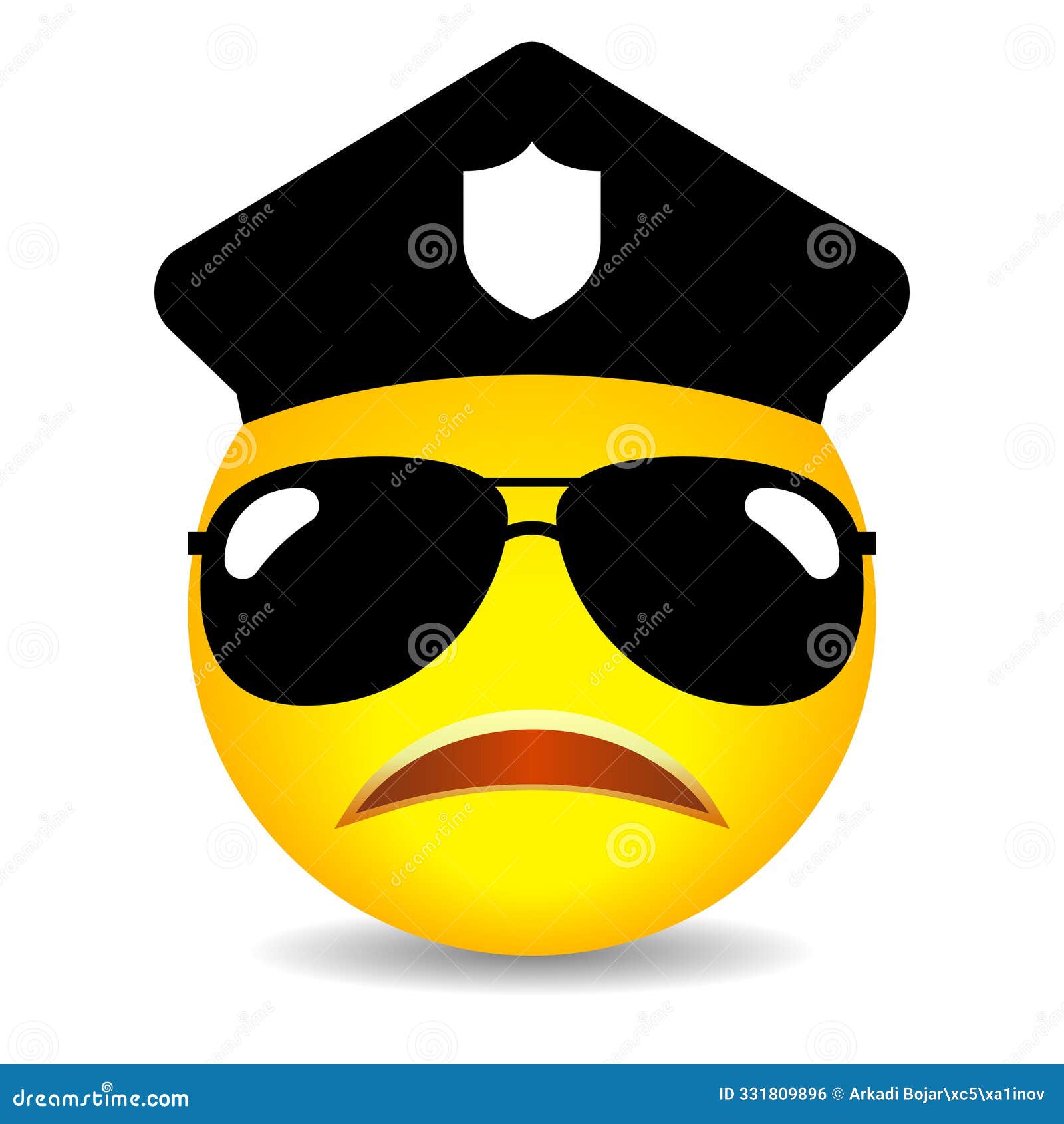 Bossy Emoji With Policeman Uniform Vector Illustration | CartoonDealer ...