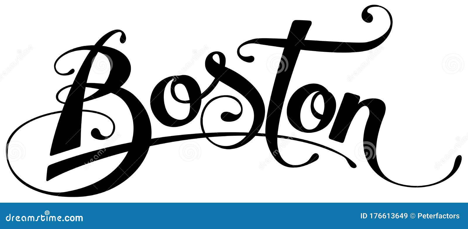 Boston - Custom Calligraphy Text Stock Vector - Illustration of ...