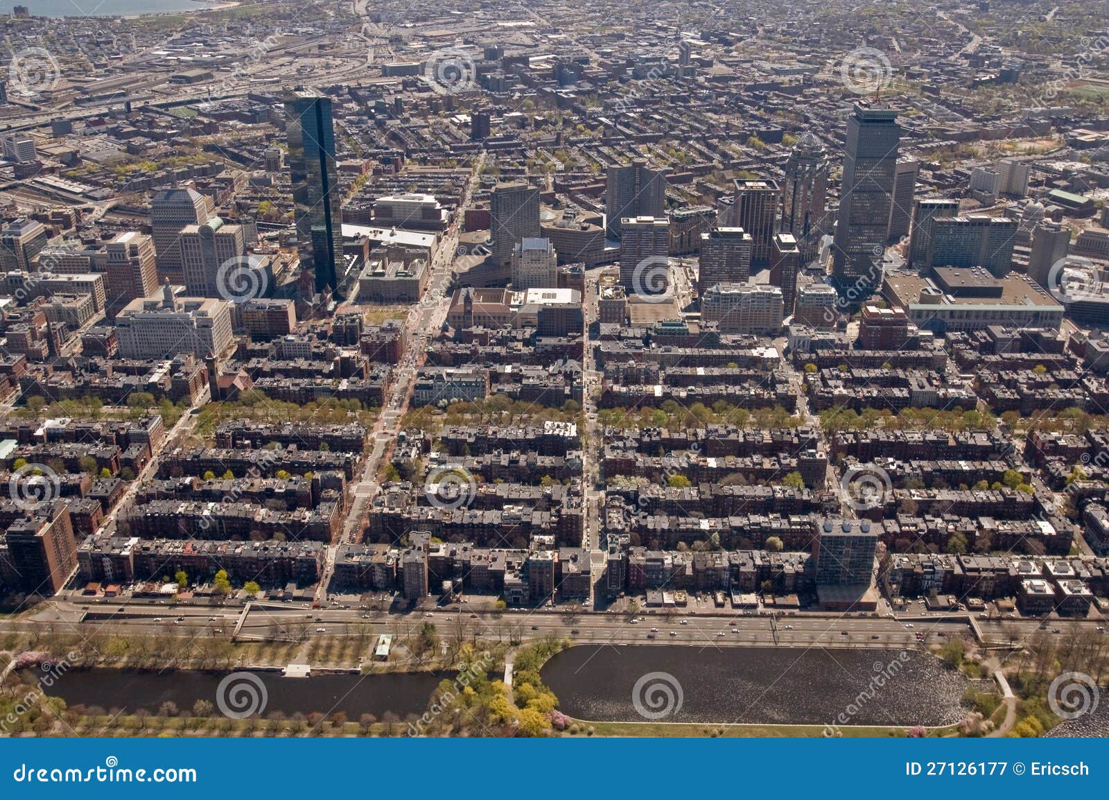 Boston Back Bay aerial stock image. Image of boston, aerial - 27126177