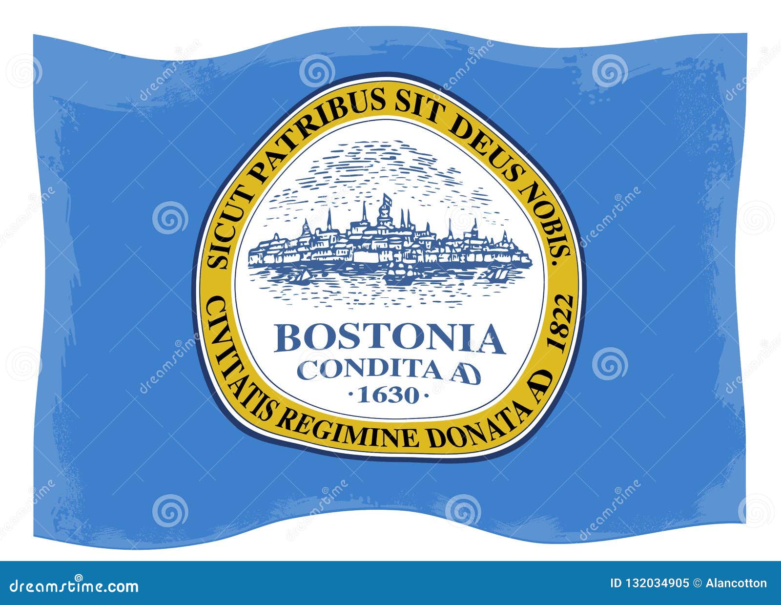 Boston City Flag stock illustration. Illustration of waving - 132034905