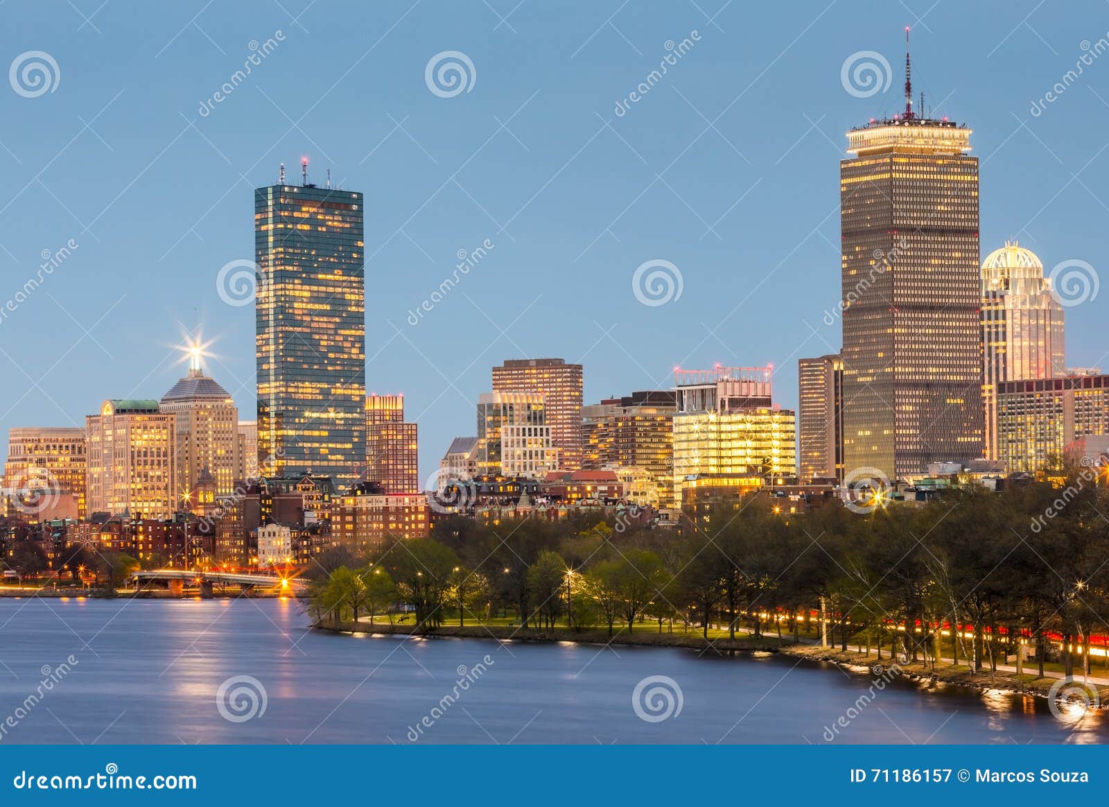 Boston stock image. Image of panorama, america, sunset - 71186157