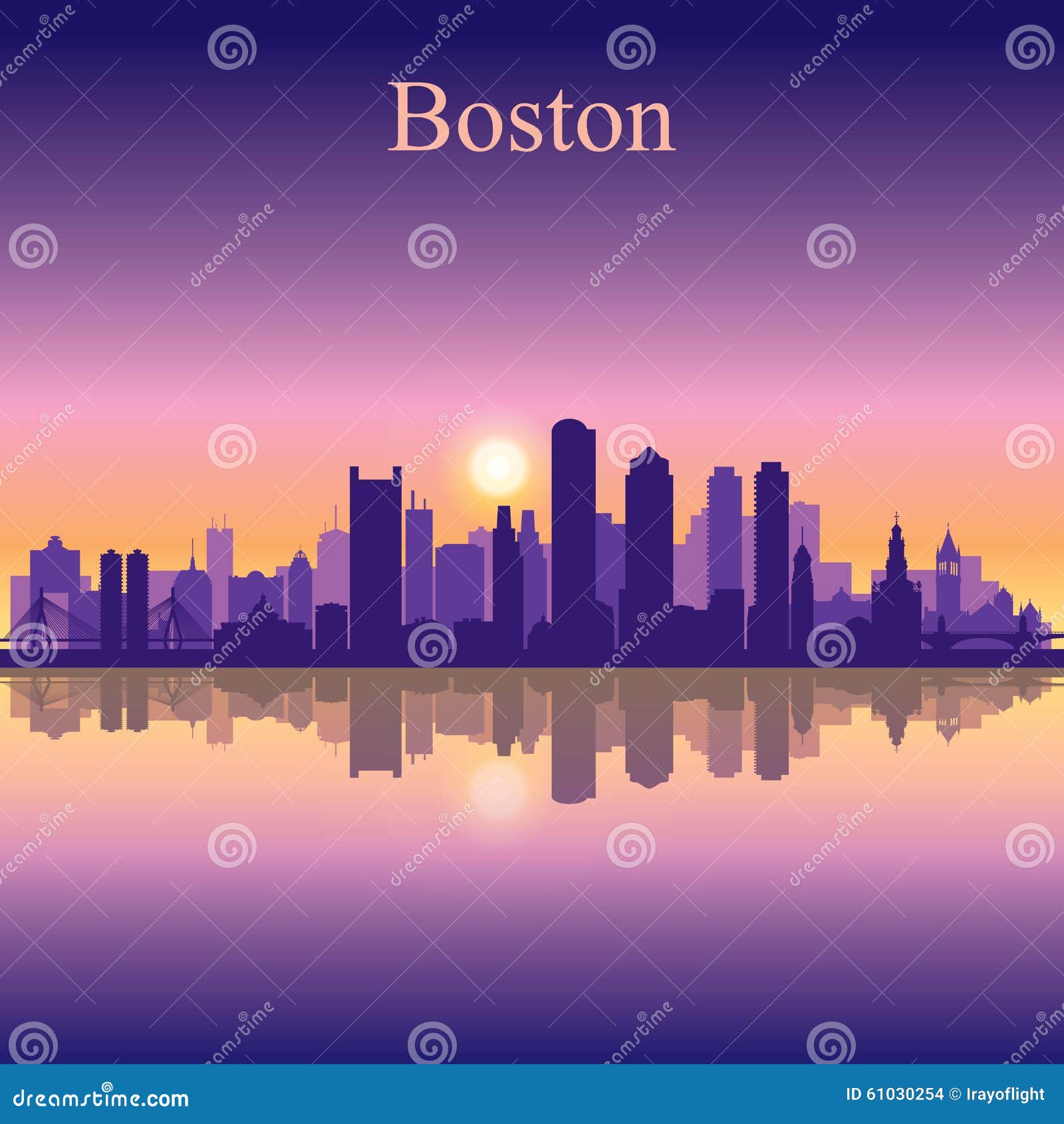 Boston City Skyline Silhouette Background Stock Vector - Illustration ...