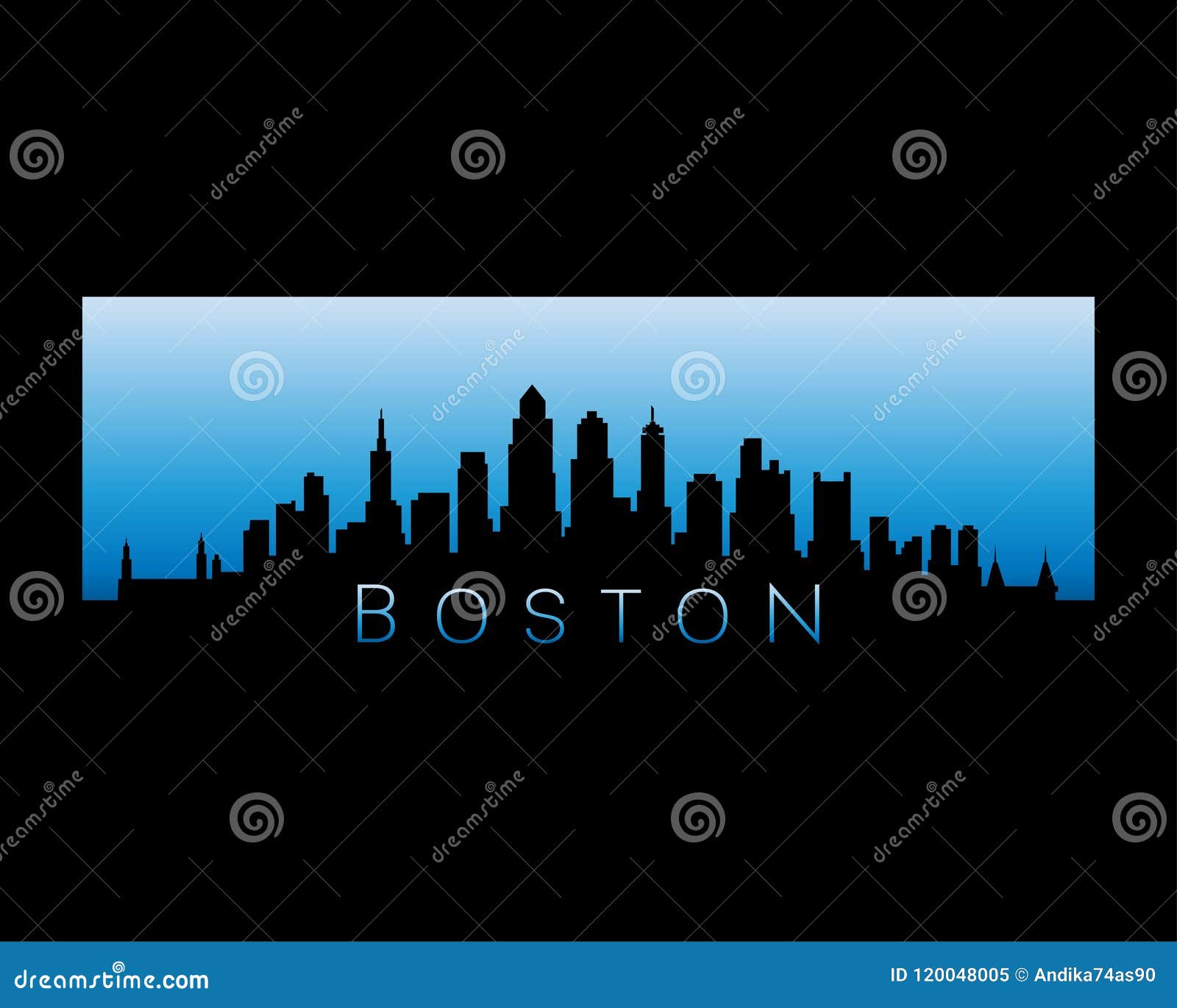Boston City Skyline Vector Illustration Stock Vector - Illustration of ...