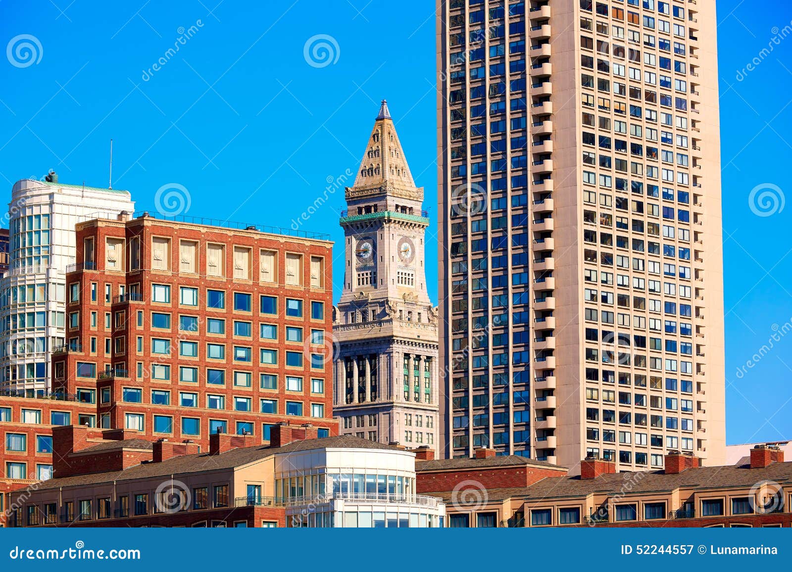 Boston Clock Tower Custom House Massachusetts Stock Image - Image of ...