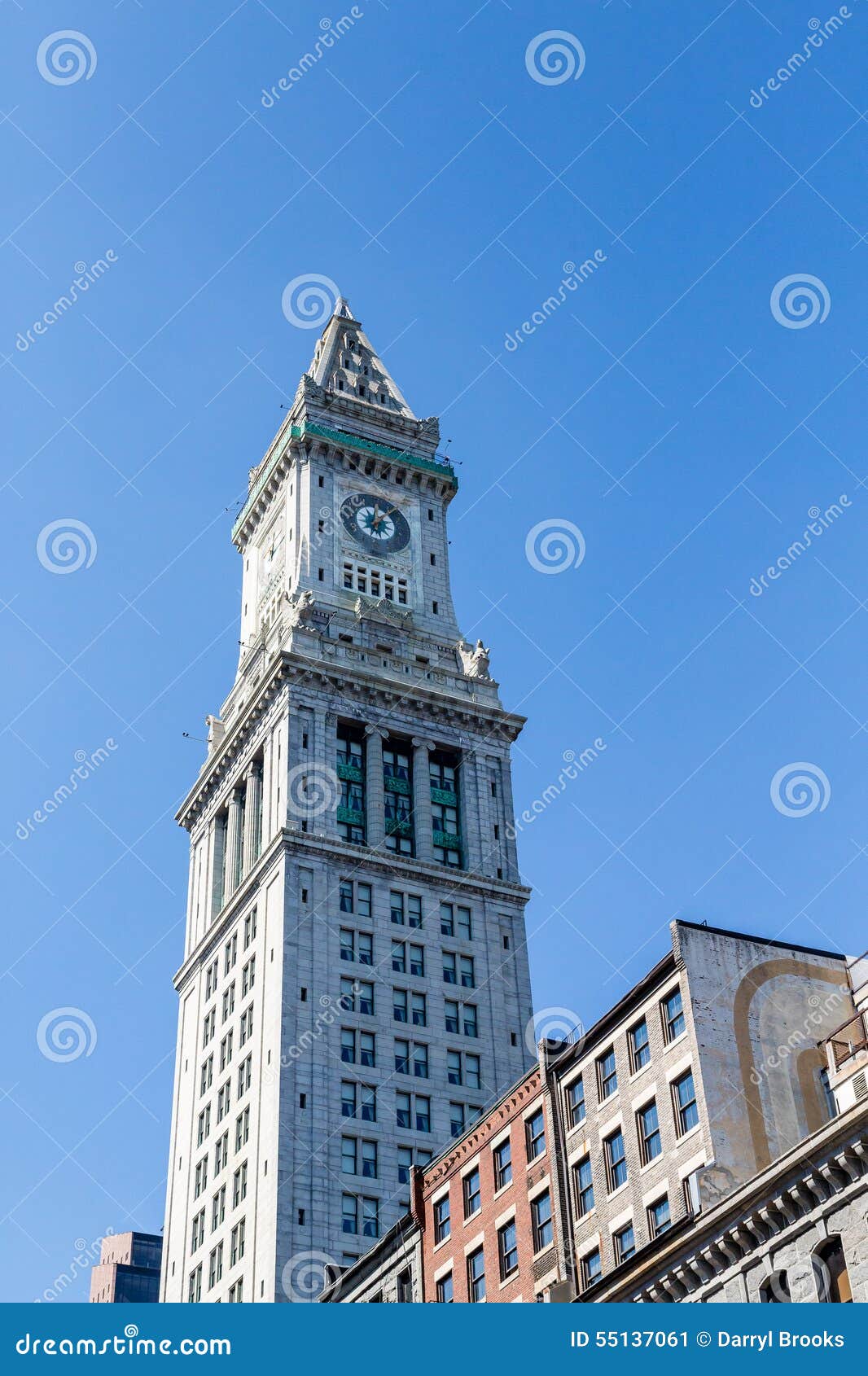 Boston Clock Tower Over Customs House Stock Image - Image of window ...