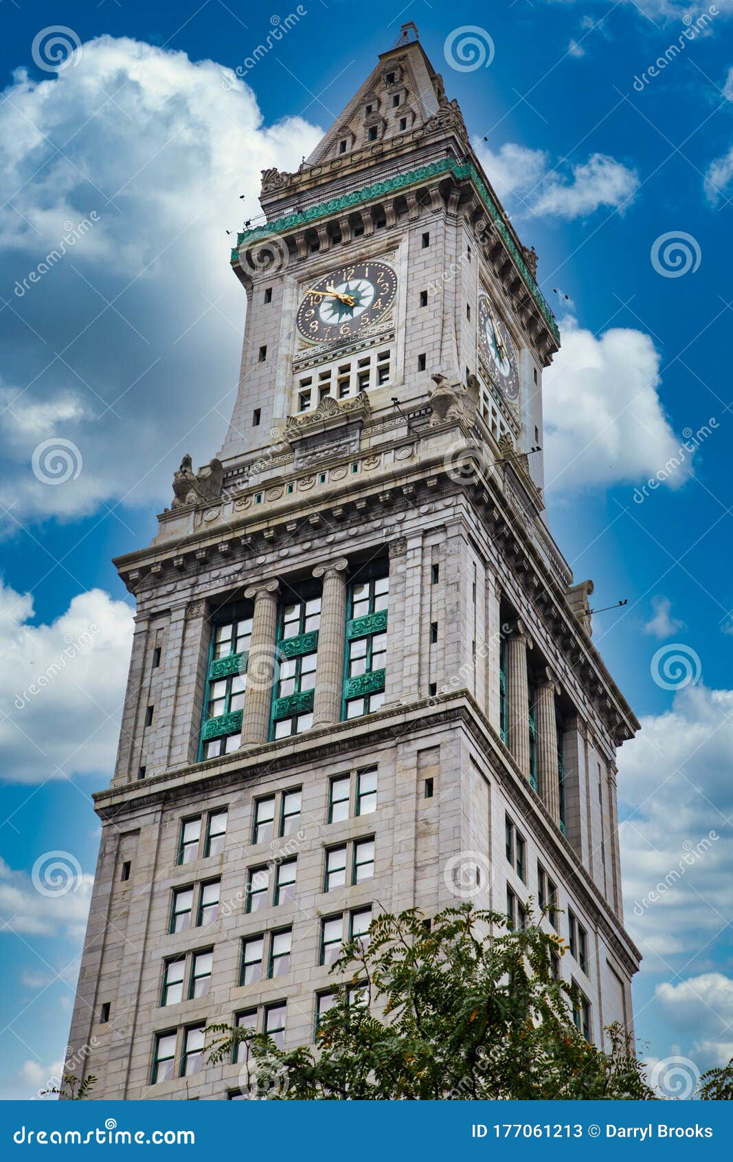 Boston Clocktower on Blue Sky Stock Image - Image of boston, urban ...