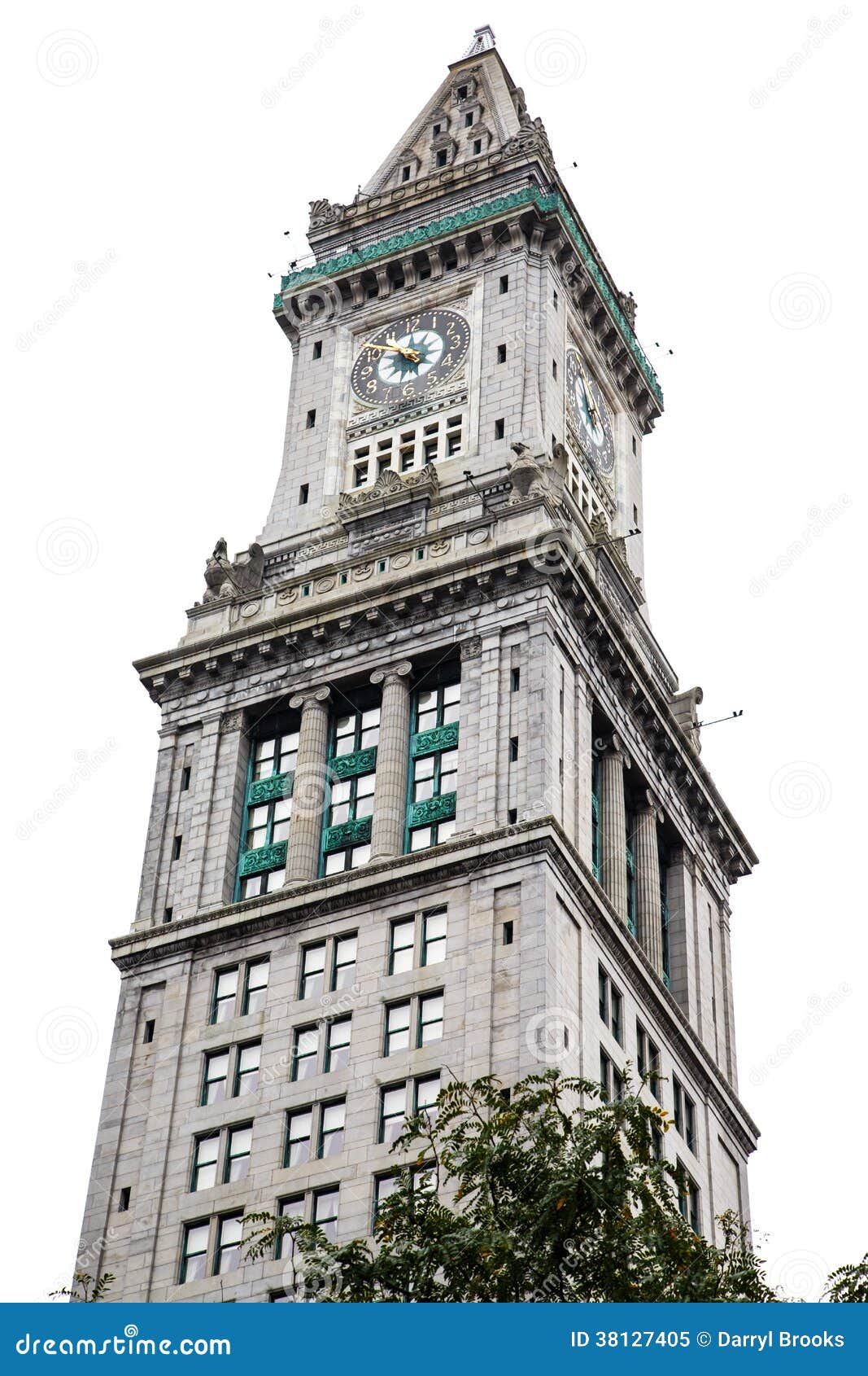 Boston Clocktower Isolated on White Stock Image - Image of boston ...